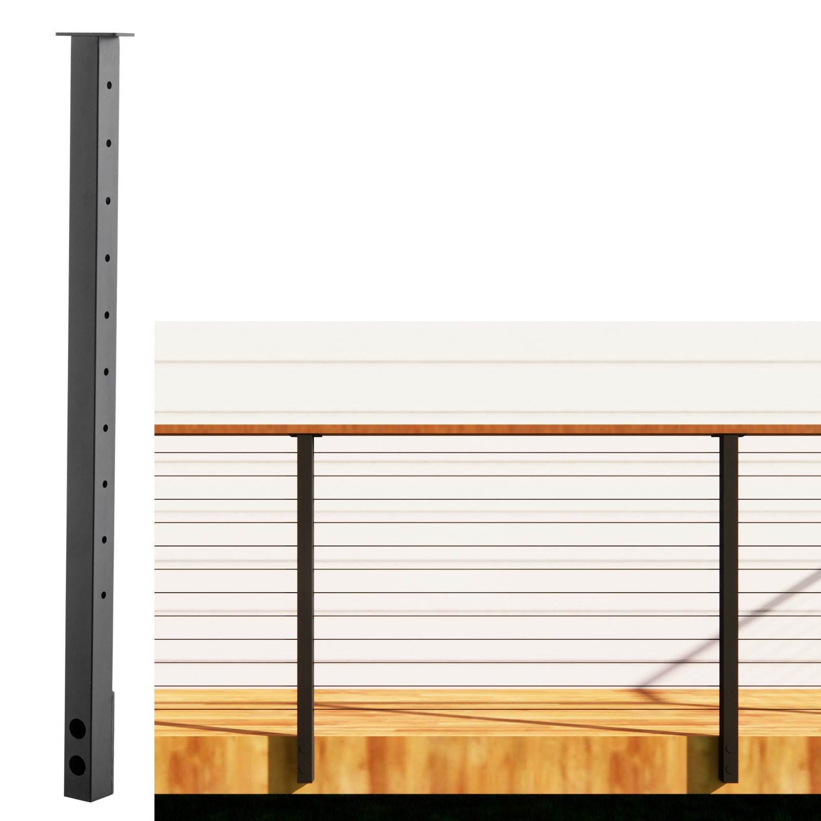 Side Mount Cable Railing Post | Fascia Mount Cable Railing Post – Senmit